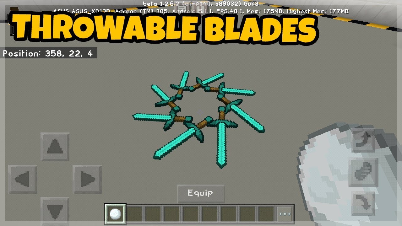 MCPE 1.2 How to make a Throwable Spinning Blade | Command Block ...