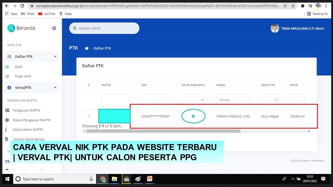 CARA VERVAL NIK PTK pada website terbaru | VERVAL PTK| Untuk Calon ...