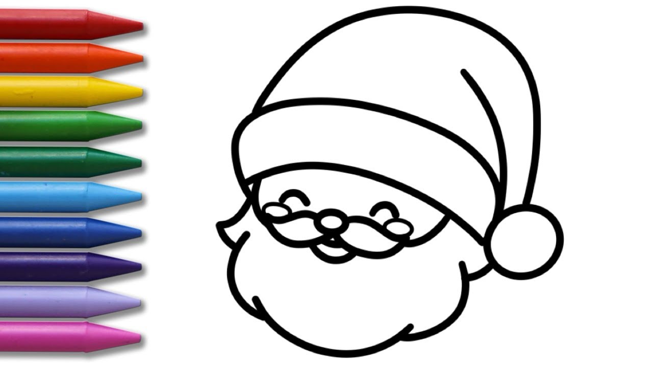 How to draw Easy Cute Christmas Santa for kids - KidsEasyColor- Drawing ...