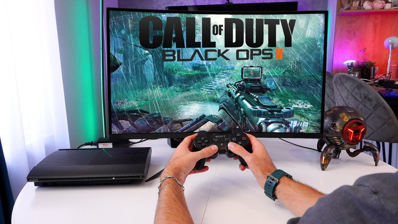 PS3 Super Slim On 27" Curved Gaming Monitor | COD: Black Ops 2 POV ...