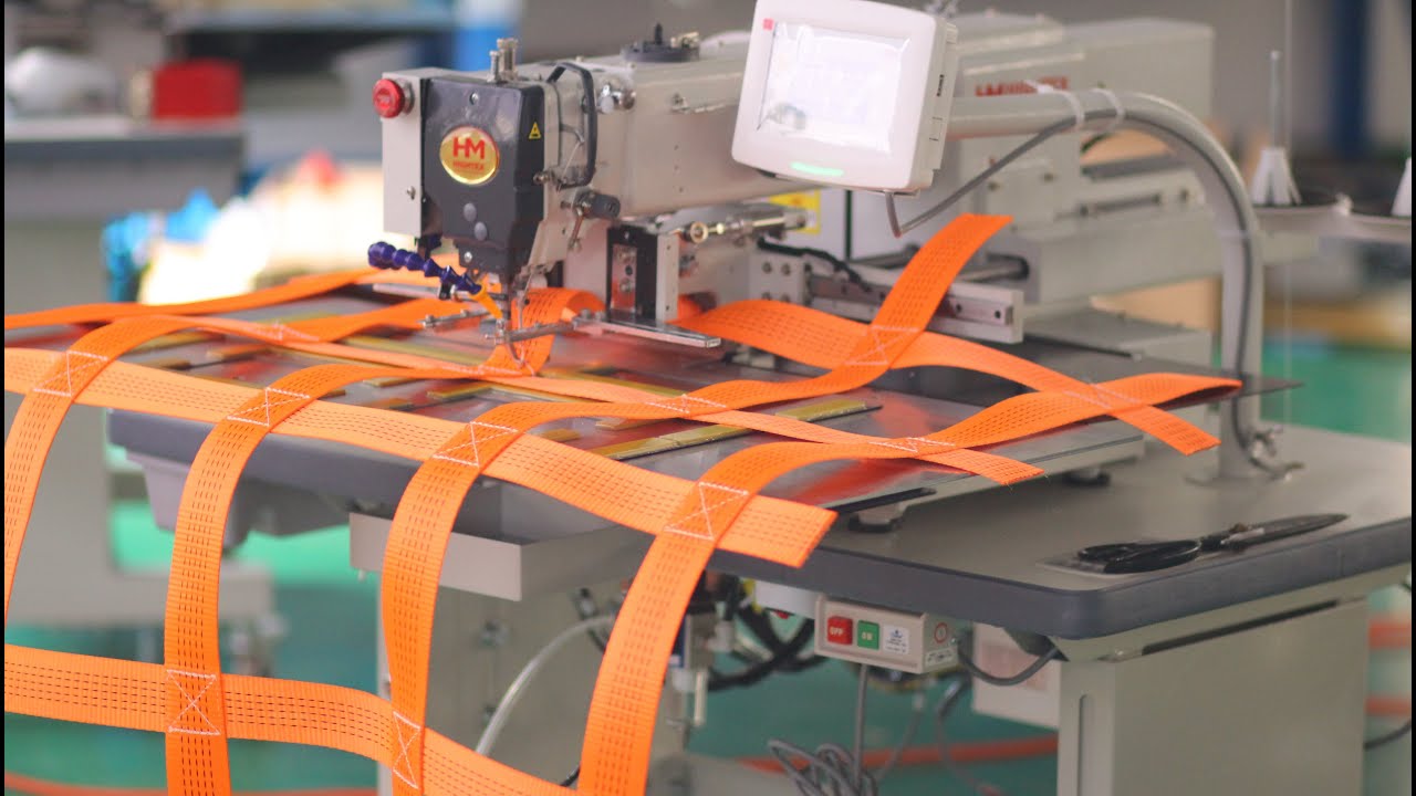 Automatic programmable webbing nets sewing machine sale to USA - YouTube