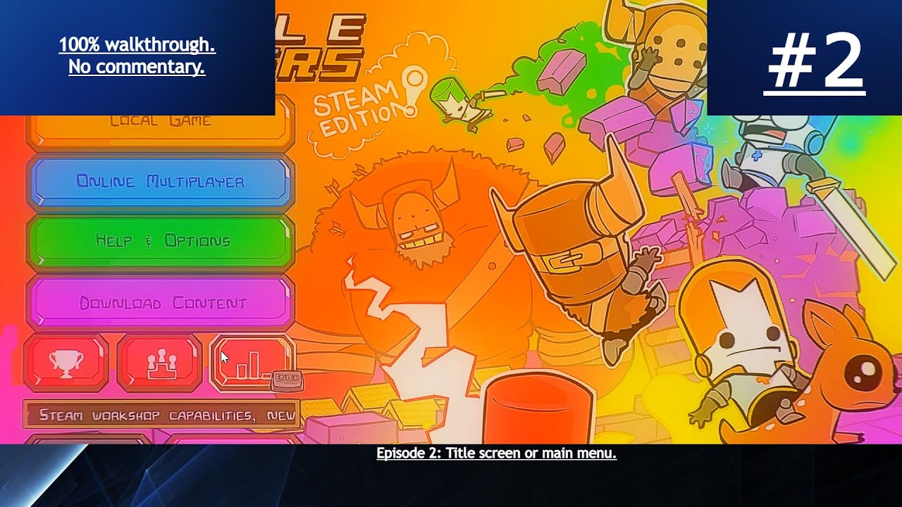 "Castle Crashers" (PC) - blind playthrough (8K) - ep. 2 - title screen ...