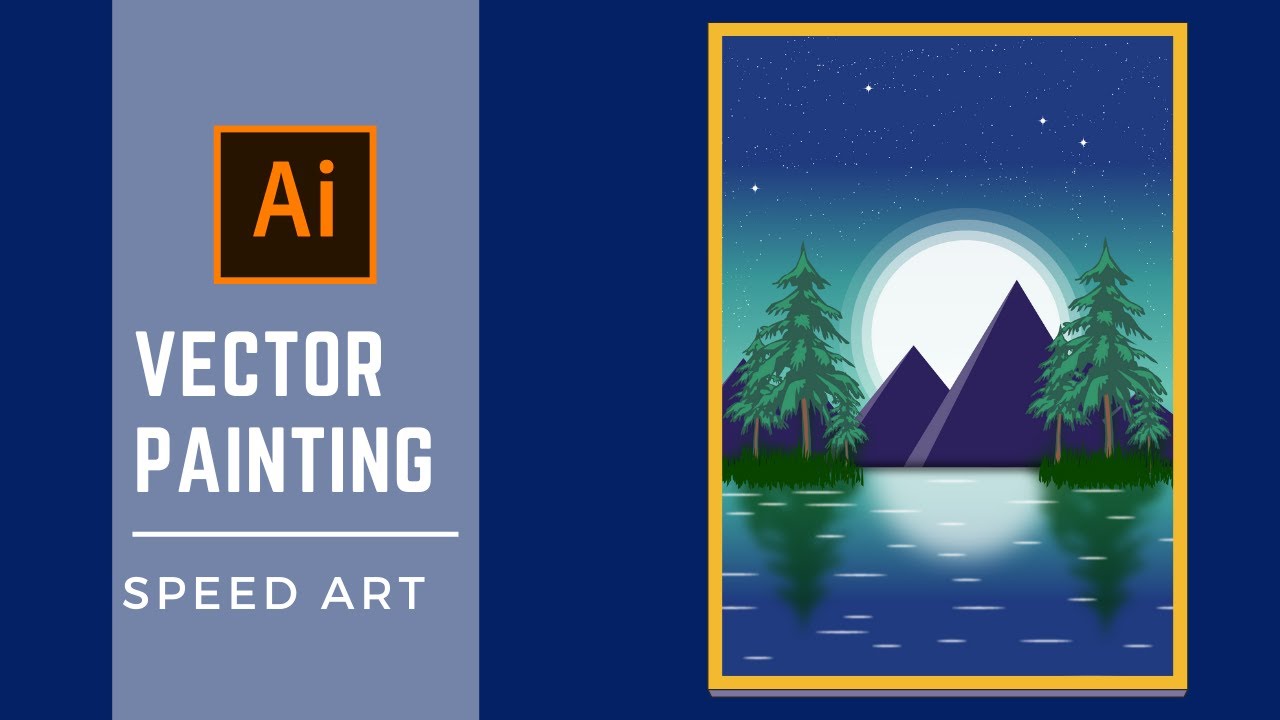 How to Draw Landscape Vector Painting | Adobe Illustrator |Speed Art ...