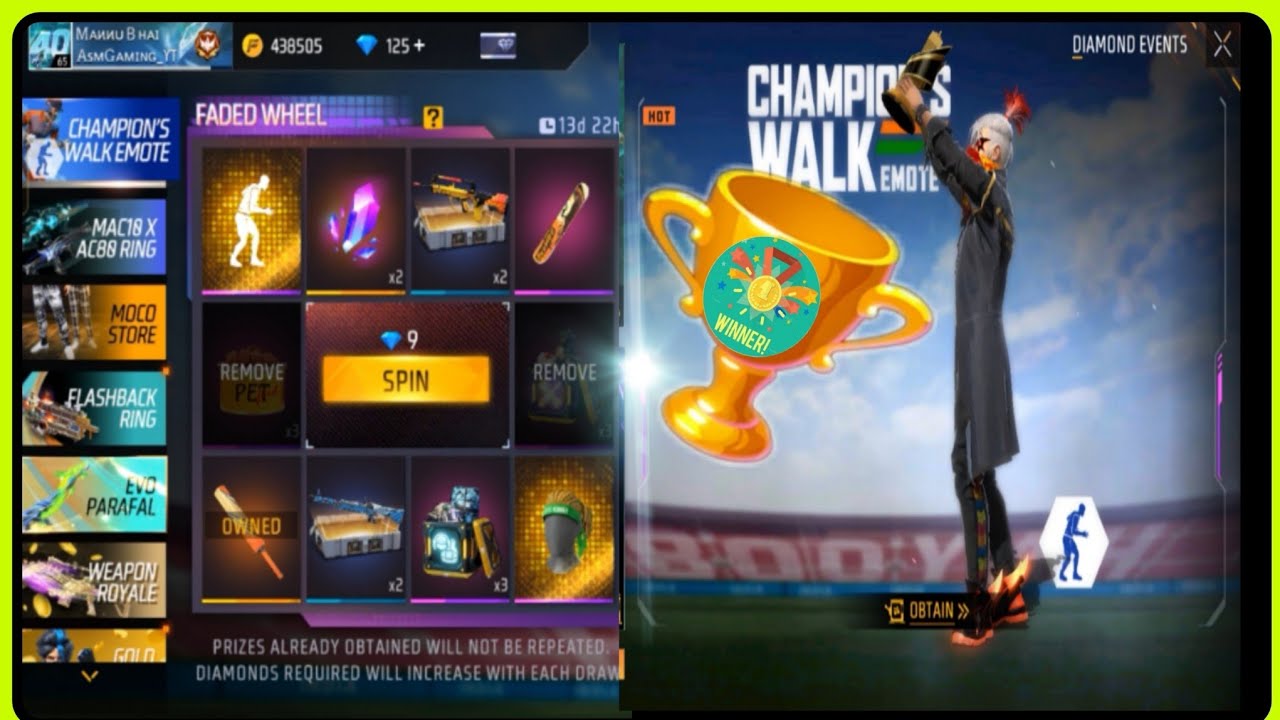 CHAMPION'S WALKING EMOTE / NEW EMOTE.#freefire #freefirenewevent #new # ...