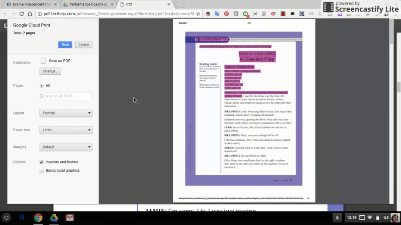 Print as PDF in Google Read Write - YouTube