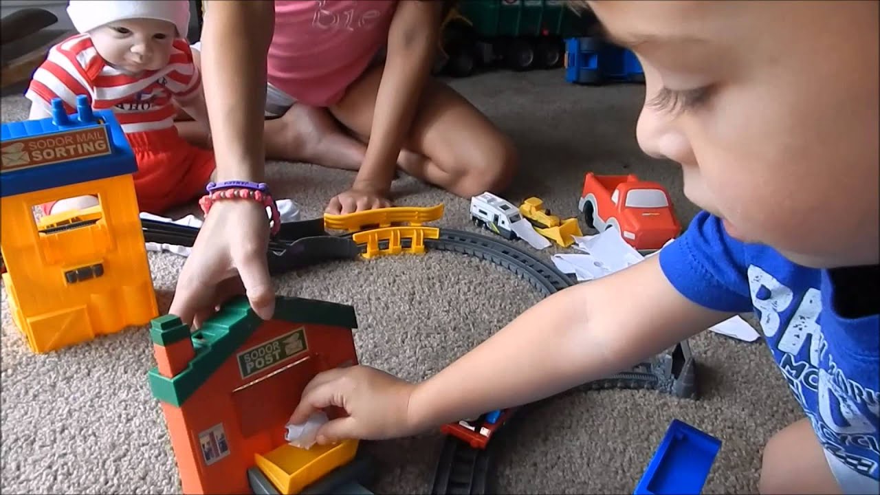 Reborn Baby Trey Playing with Thomas The Tank Engine Train Track - YouTube