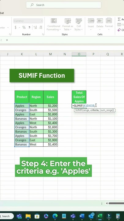 Master the SUMIF Function in seconds!| SUMIF Function|Excel Tips and Tricks# shorts - YouTube