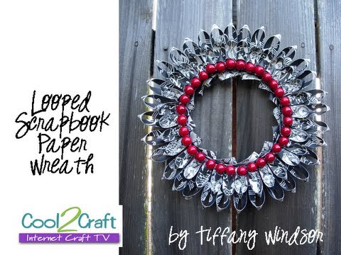 How to Make a Scrapbook Paper Looped Wreath by Tiffany Windsor - YouTube