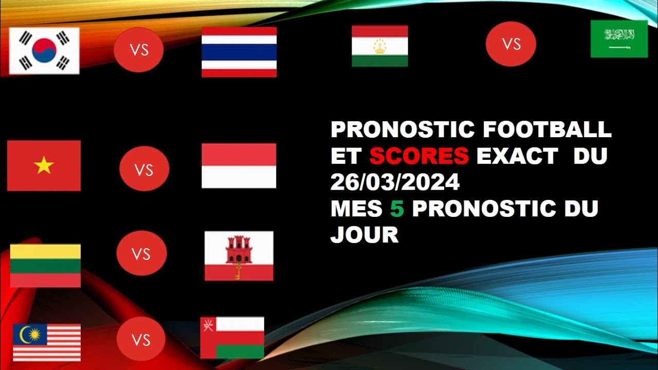 PRONOSTICS FOOTBALL ET SCORE EXACT 26/03/2024, PRONOSTIC FOOTBALL D ...
