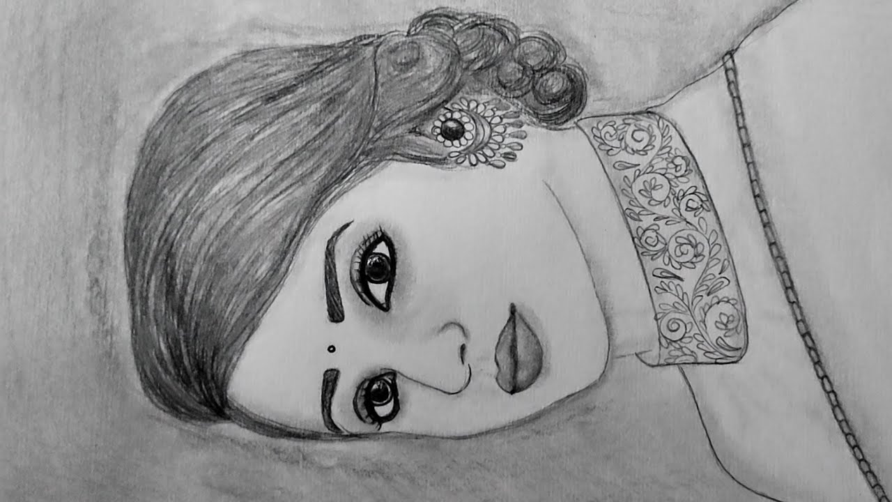 Trisha drawing // pencil art// girl drawing - YouTube