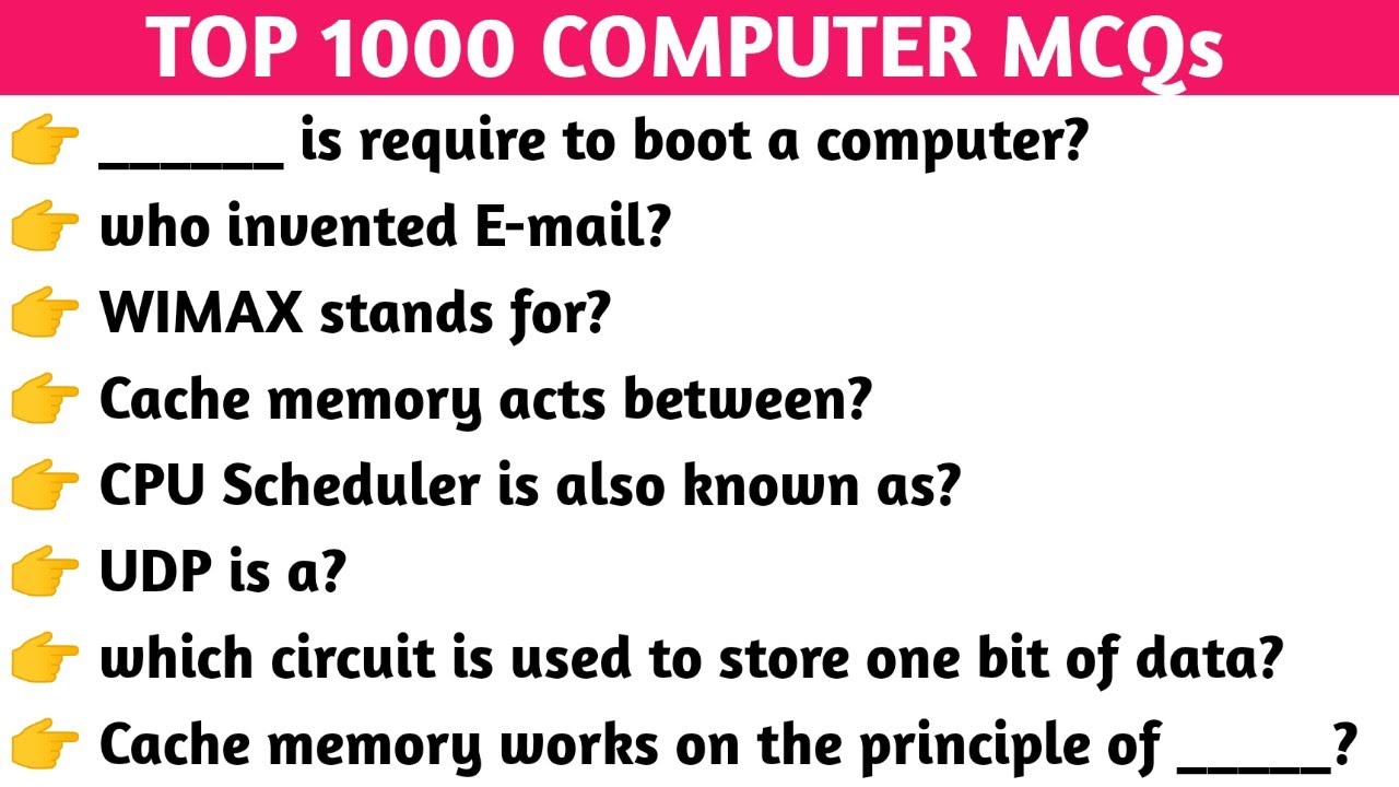 1000 Important Computer MCQs Part-2 || Important Computer MCQs || - YouTube