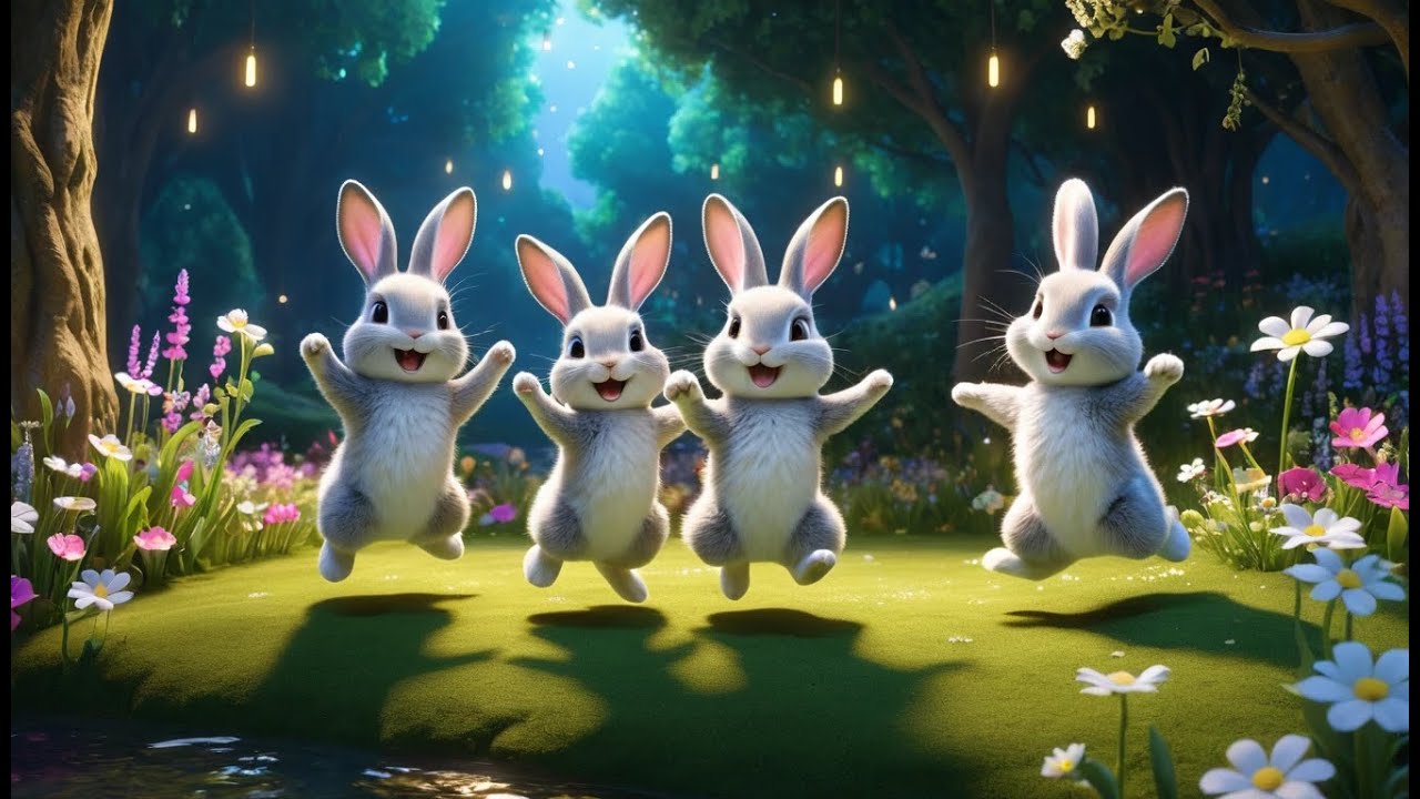 Five Little Bunnies Jumping on the Ground | Bunny Counting Song for ...