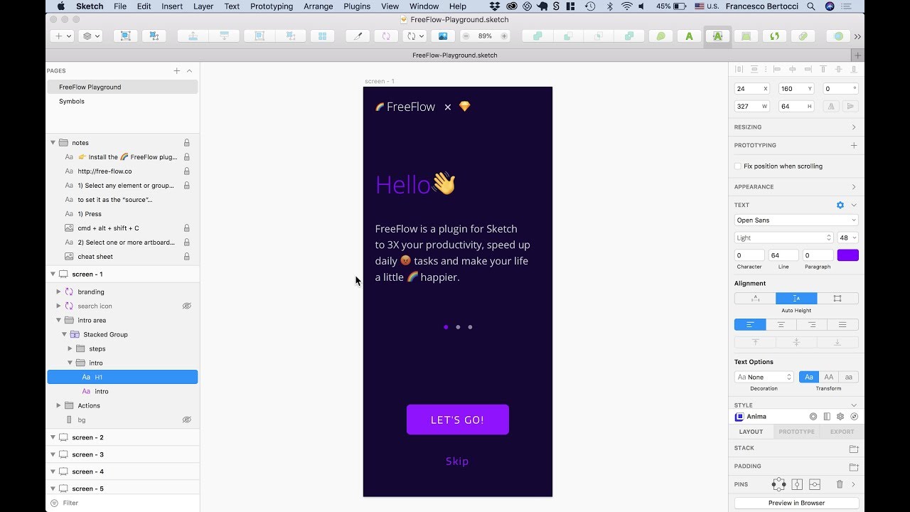 FreeFlow Plugin for Sketch Demo - YouTube