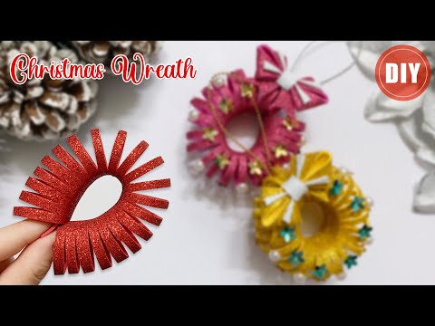DIY CHRISTMAS WREATH FROM GLITTER FOAM / CREATIVE CHRISTMAS ORNAMENTS / GLITTER CHRISTMAS DECORATION