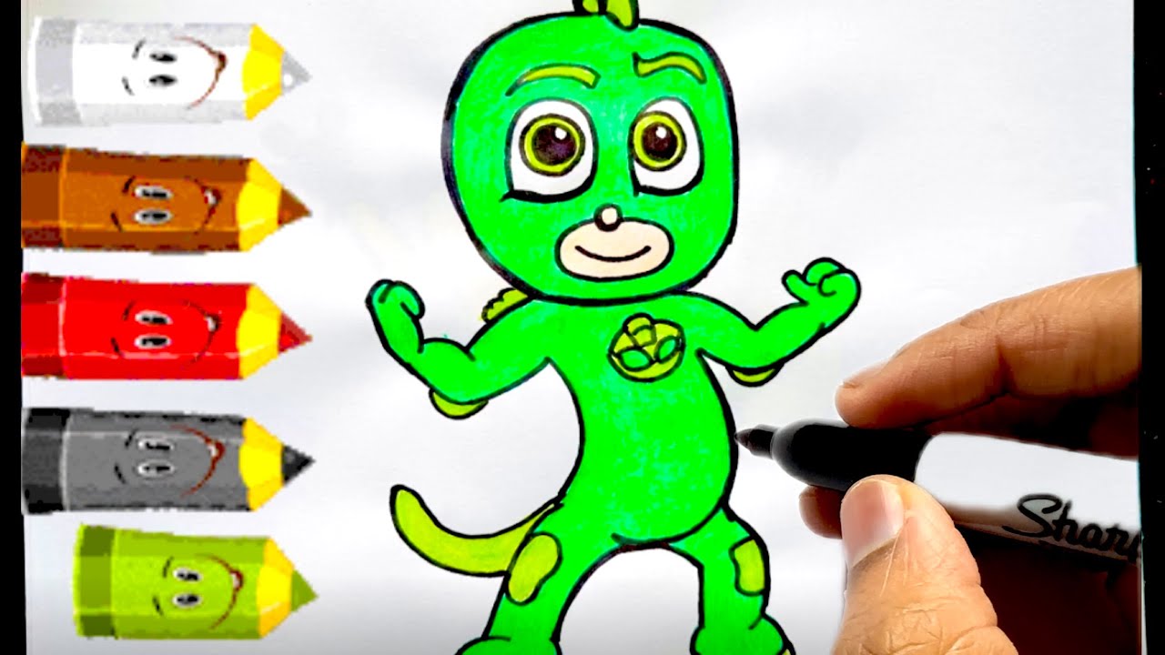How to Draw PJ MASKS GEKKO | step by step drawing - YouTube
