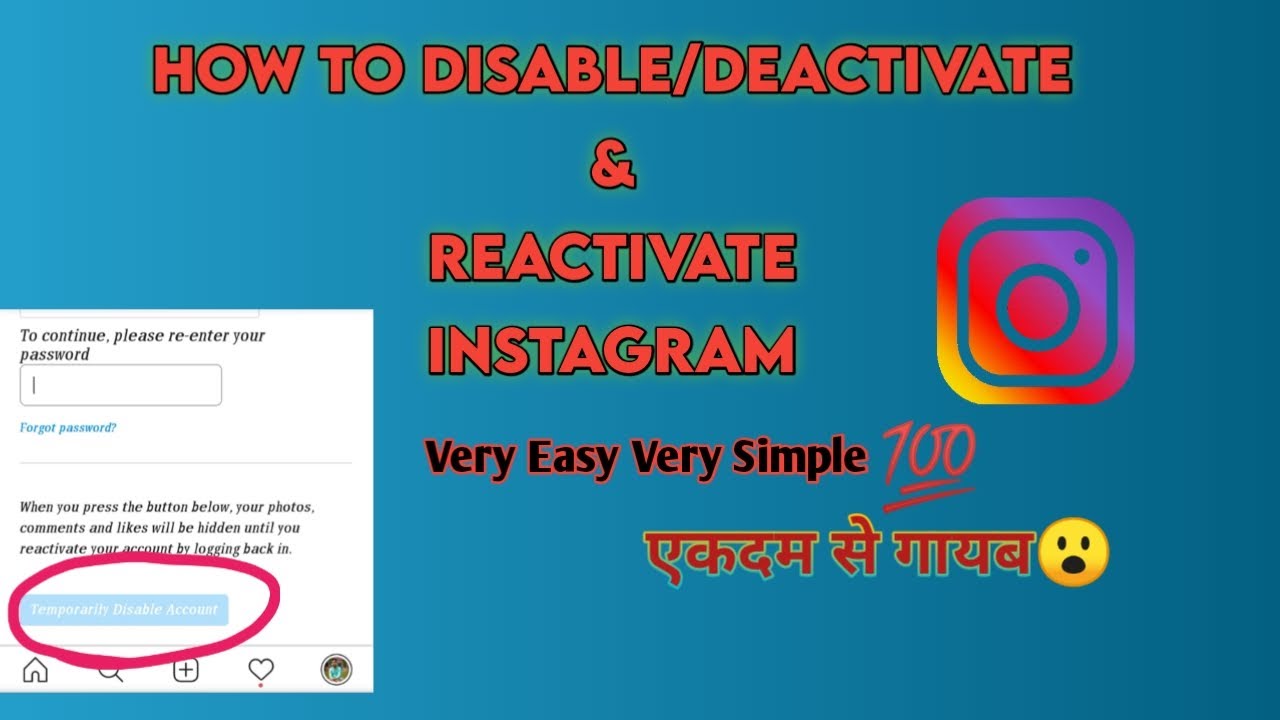 How to Deactivate/Disable & Reactivate/Recover Instagram Account||Wid ...