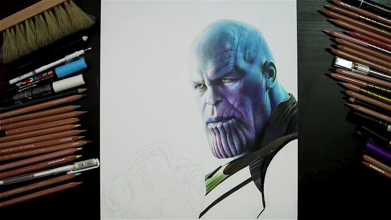 Drawing Marvel Avengers Infinity War Thanos Drawing Hands - YouTube