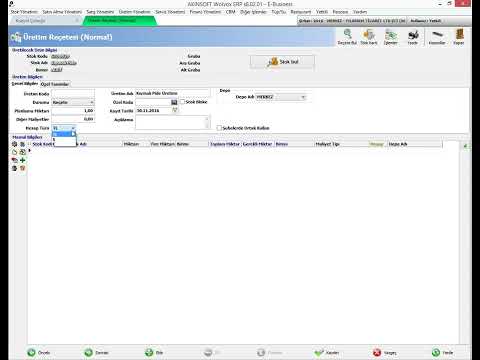 AKINSOFT WOLVOX 8 ERP - ÜRETİM İŞLEMLERİ  |  Üretim Reçetesi Oluşturma İşlemi (Normal Üretim)