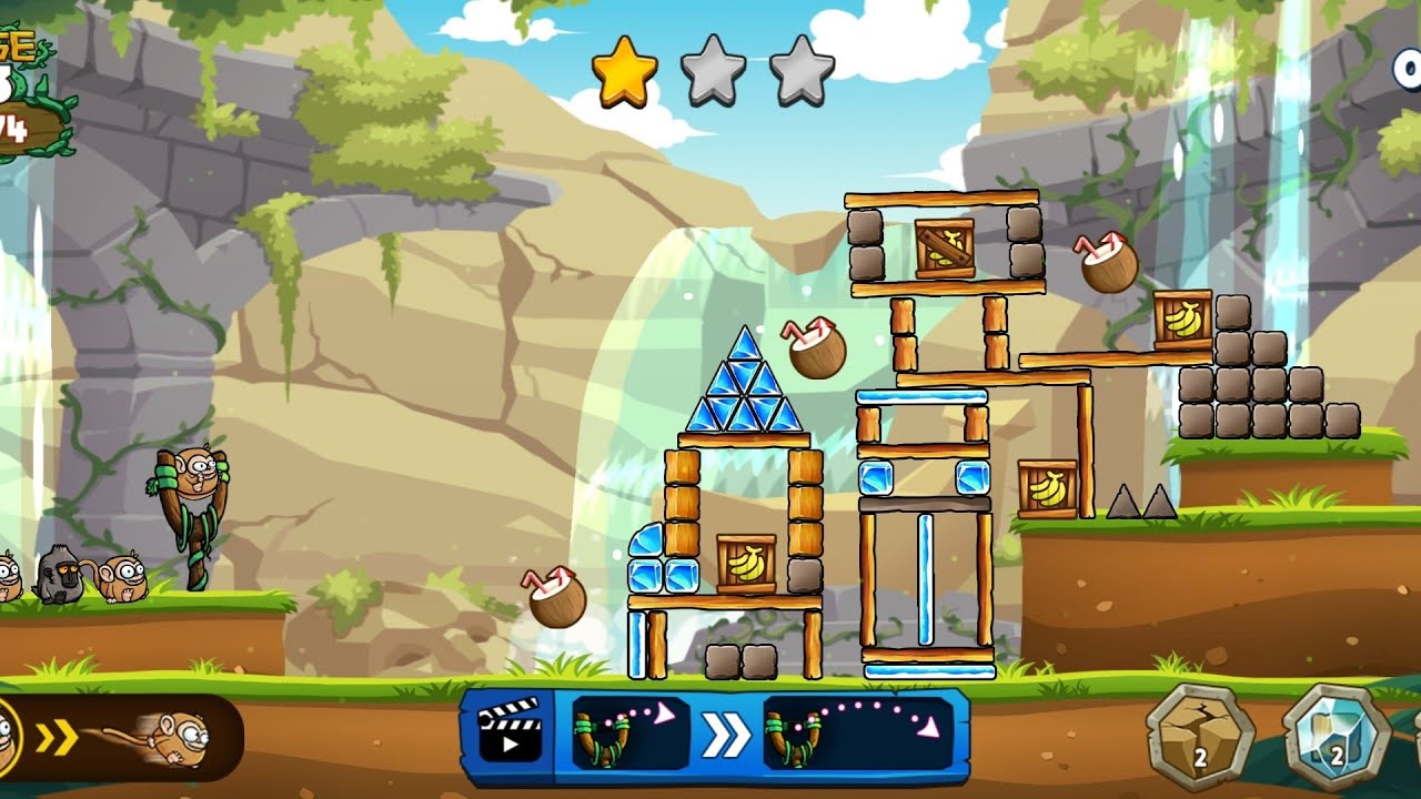 Catapult Guest Throw monkey to destroy constructions and obtaining ...