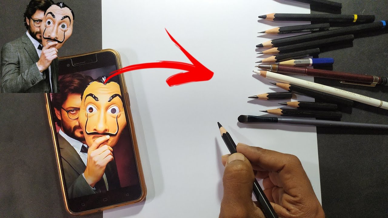 How to draw money heist professor, How to draw money heist drawing ...