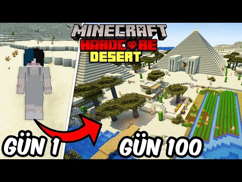 Minecraft'ta ISSIZ Çöl Dünyasında 100 Gün ÖLMEDEN Hayatta Kaldım