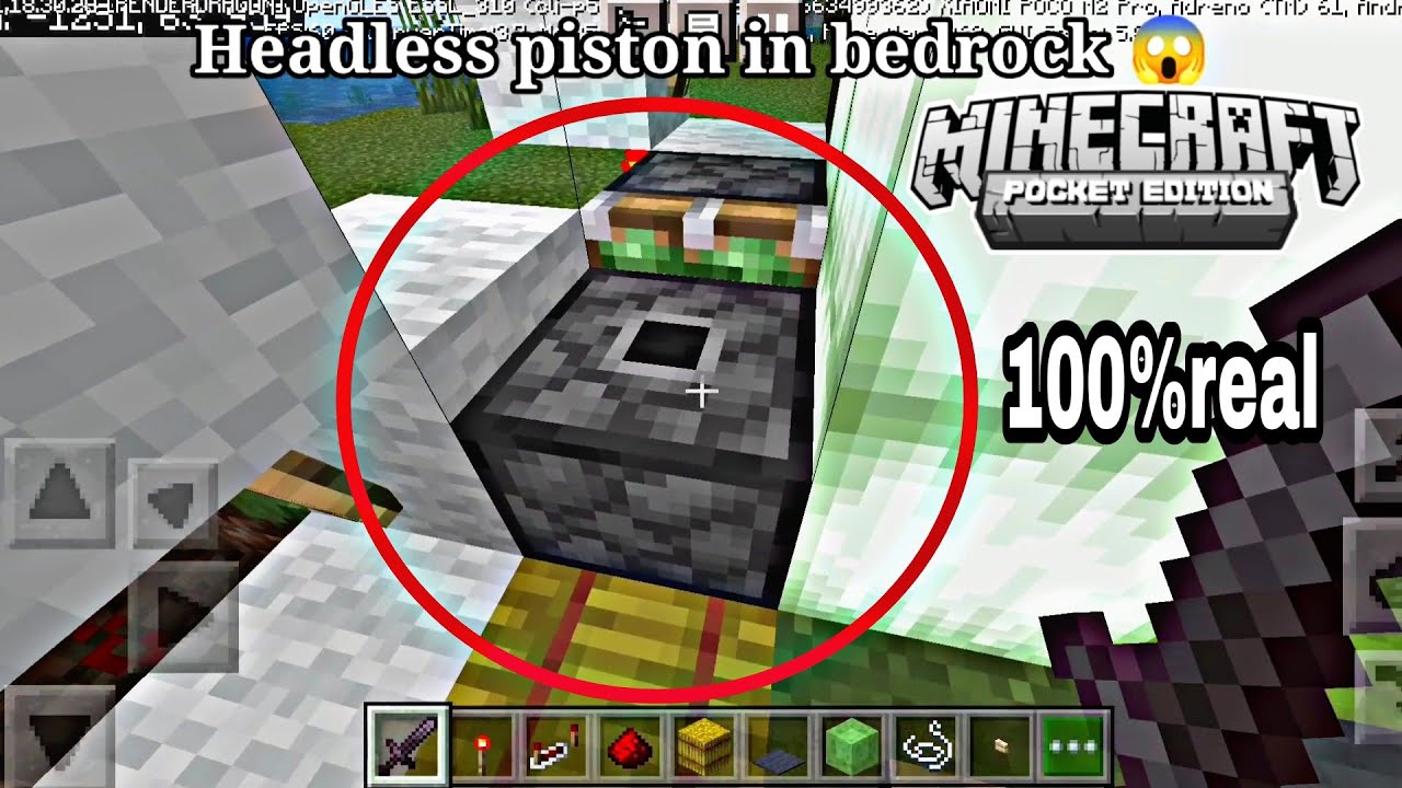 Headless piston in bedrock edition of Minecraft|minecraft| - YouTube