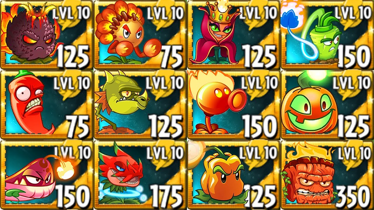 PvZ 2 Mod All FIRE Plants Max Level Power-U - YouTube