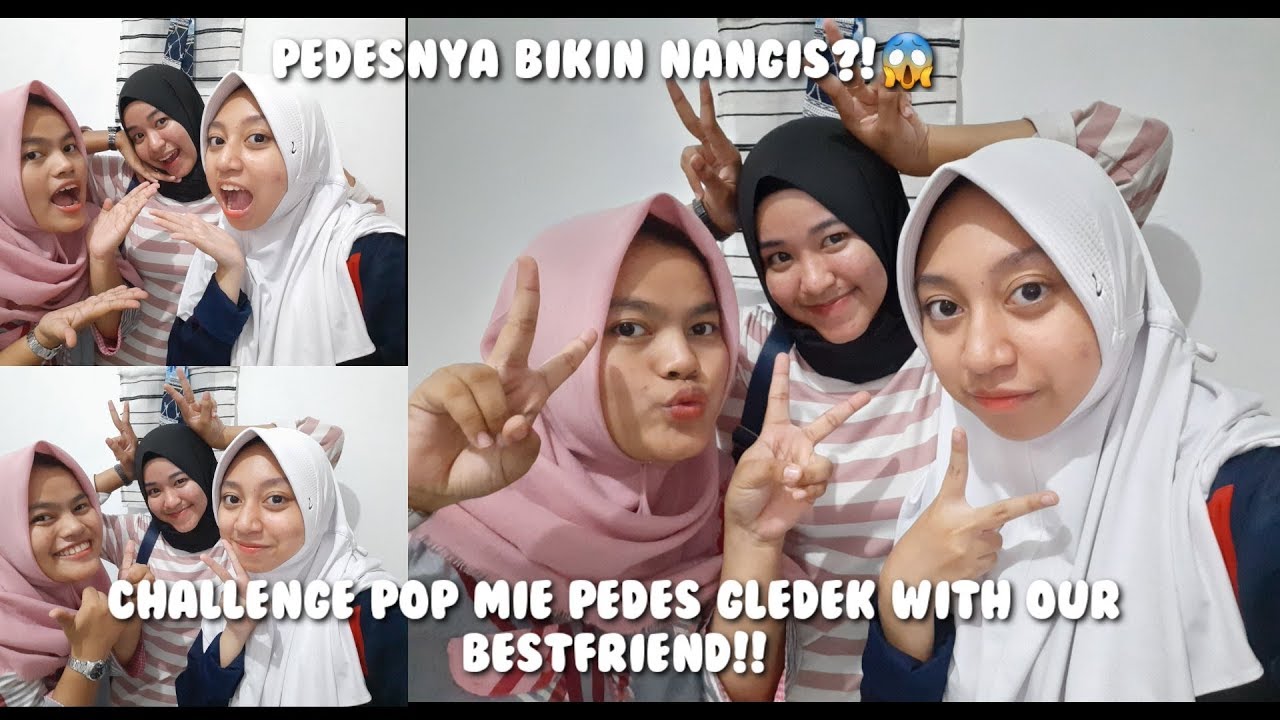 CHALLENGE MAKAN POP MI PEDAS GLEDEK!! with our bestfriend! - YouTube