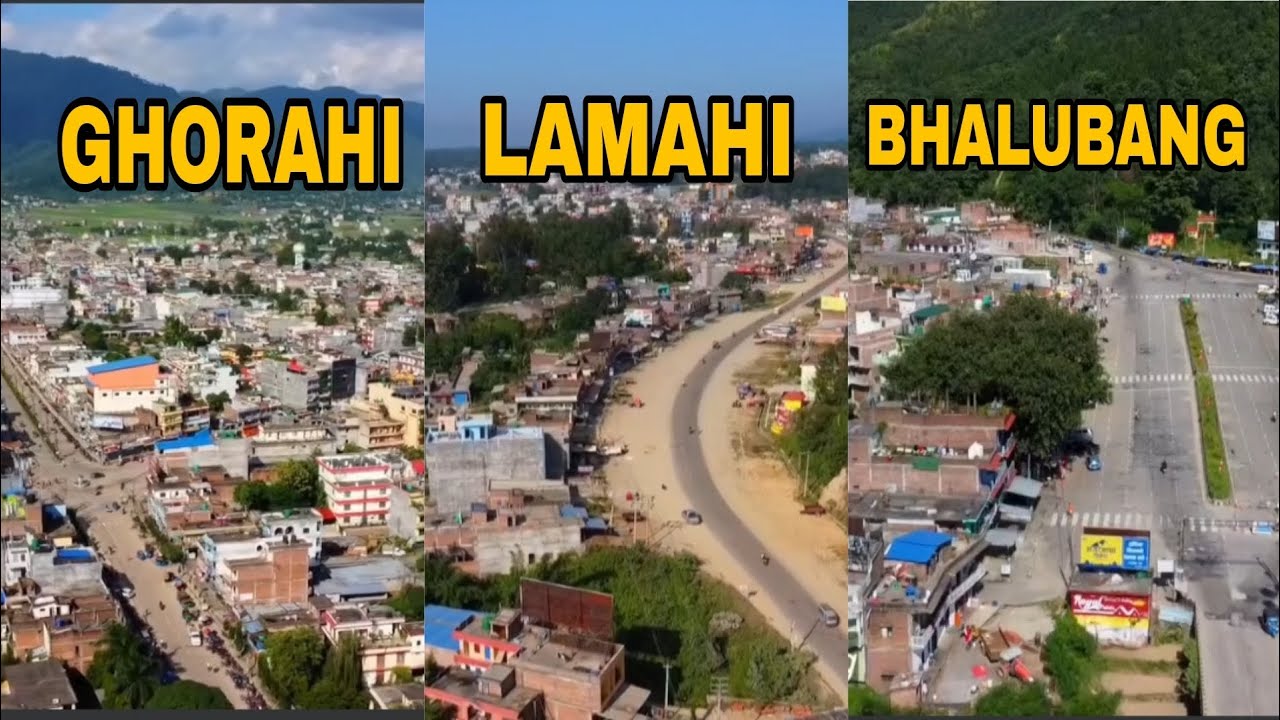 BEAUTIFUL DRONE VIEW OF GHORAHI,LAMAHI, BHALUBANG घोराही,लमही,भालुबाङ ...