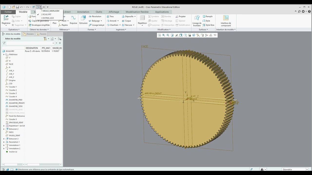 Ajouter une roue dentée dans un assemblage - YouTube