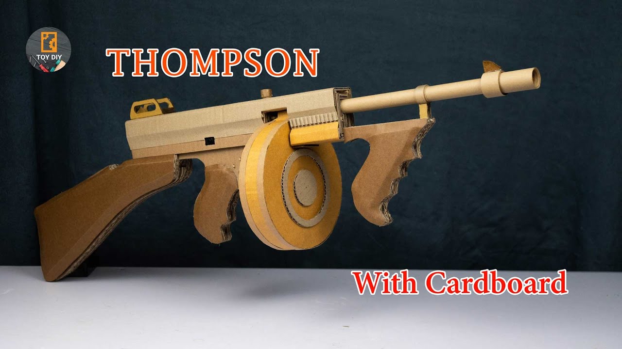 How To Make Machine Gun with Cardboard | Thompson M1928 - YouTube