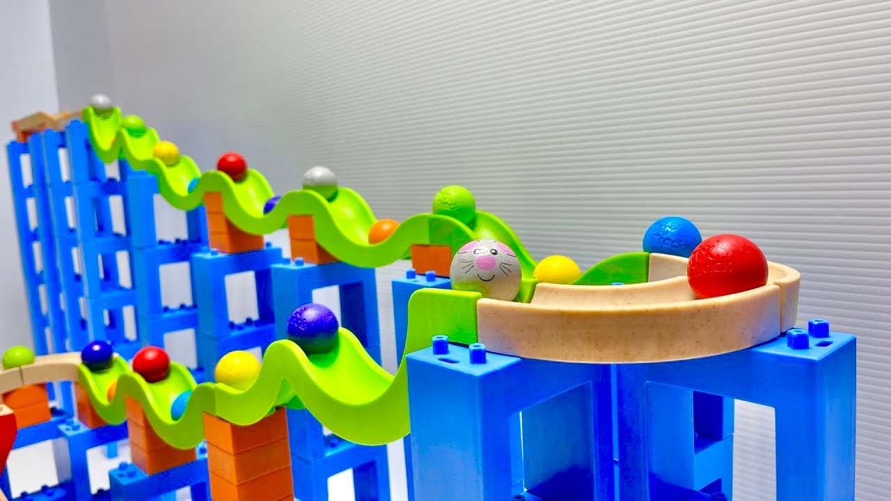 Marble Run Race ASMR☆TrixTrack Wave Slope Long Wooden Course & Dump ...