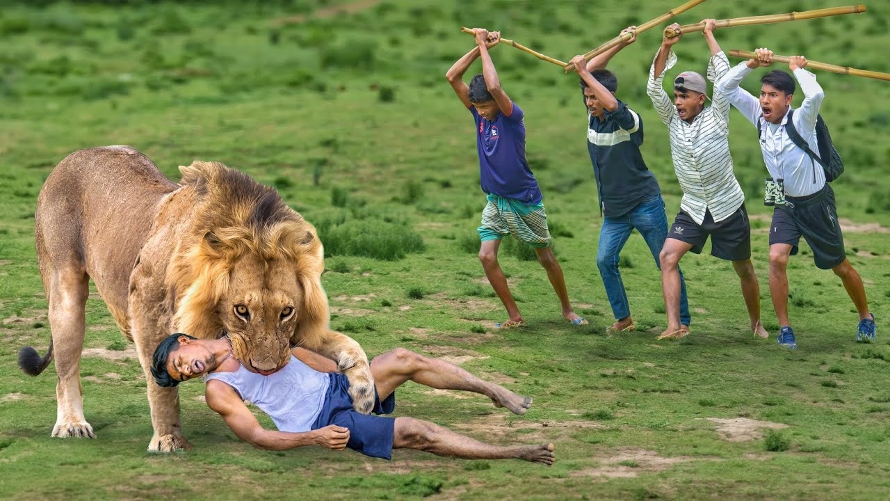 Lion Attack Man in Forest | Lion Attack Hunter | Lion Attack Stories ...