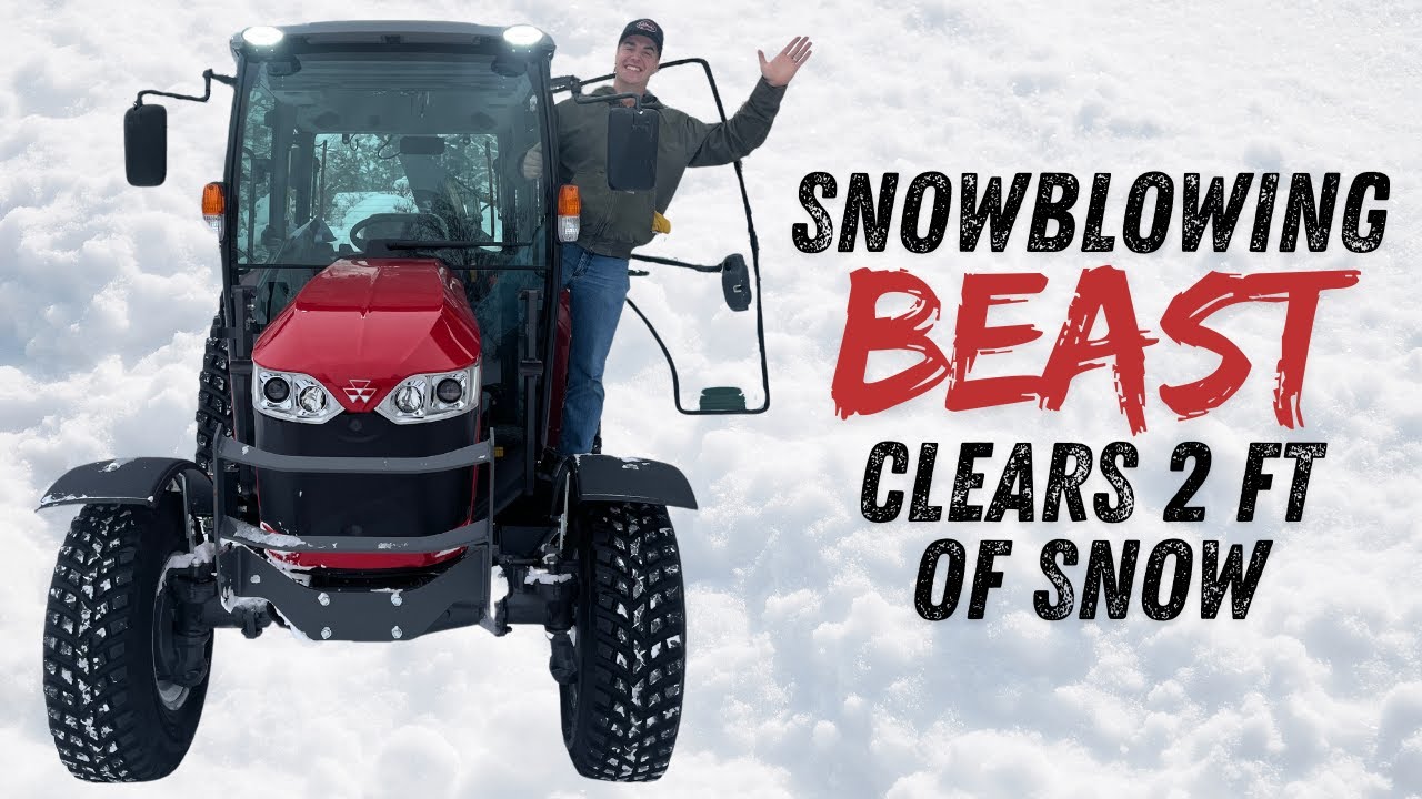Clearing 2 Ft of Snow with a Massey Ferguson 2860 Tractor: Snowblowing ...