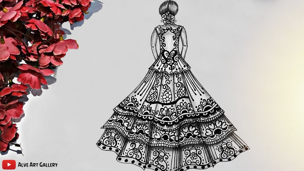 Beautiful Gown Mandala Art | Girl Mandala Dress Design/ Fashion Design ...