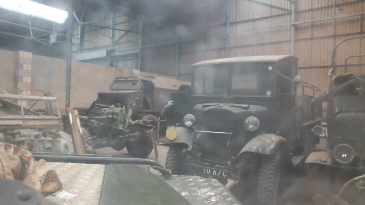 moving old vehicles about in the reme museum - YouTube