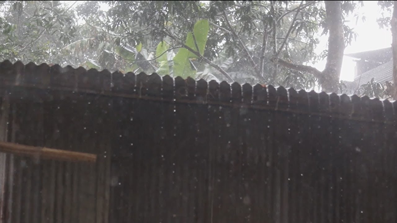 Heavy Rain Sounds For 10 Hours Long | Heavy Rain On Village Ancient Tin ...