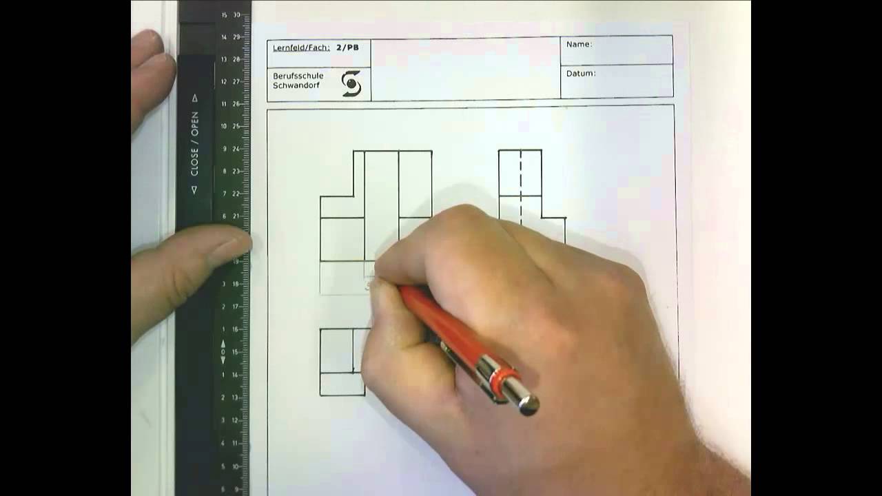 Projektion 3 Ansichten mit Isometrie in 1. Minute - YouTube