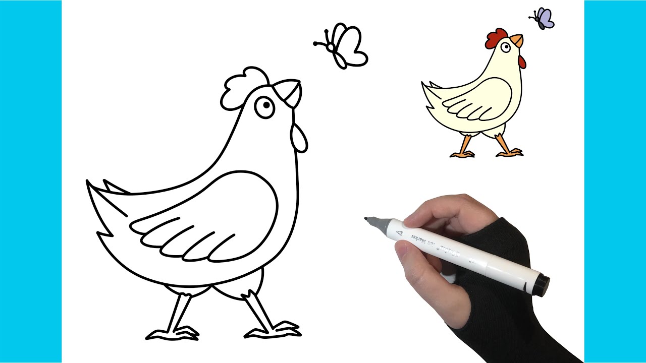 How To Draw A Chicken - EASY Tutorial - YouTube
