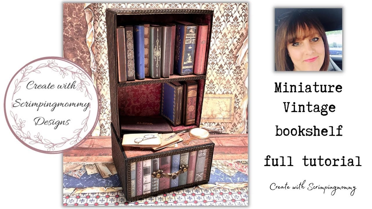 Miniature vintage bookshelf FULL tutorial - YouTube
