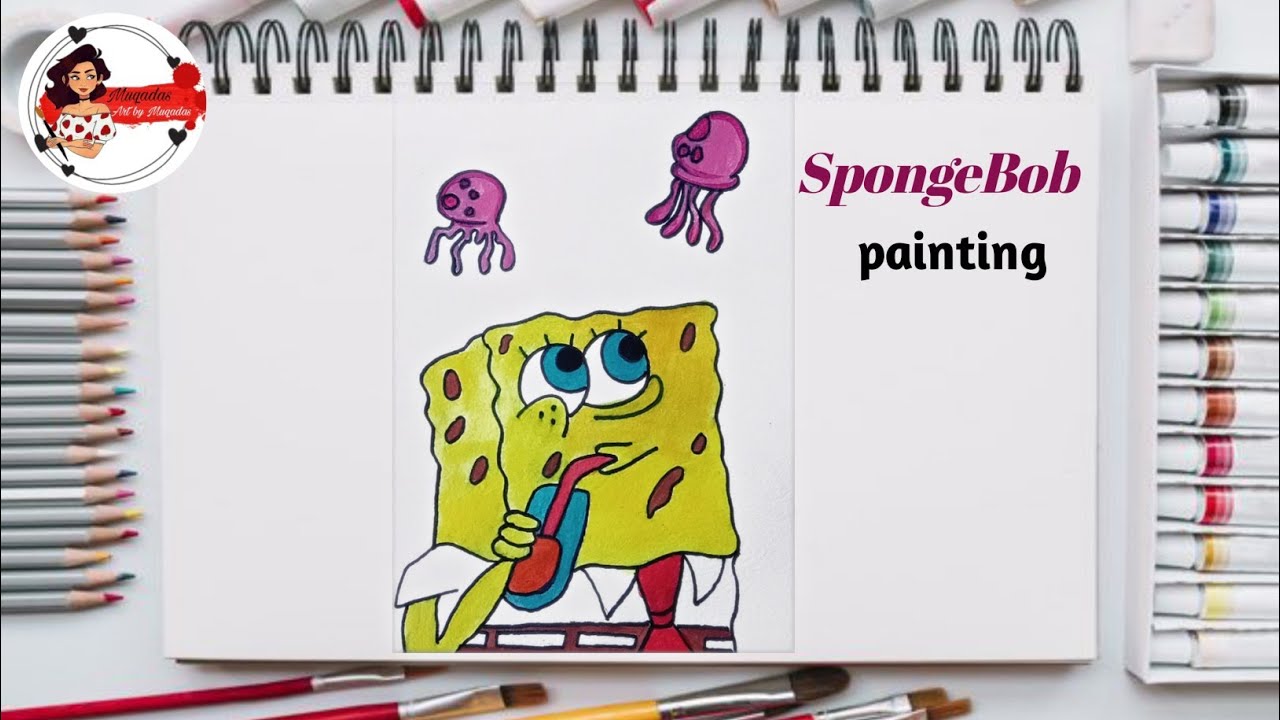 How to draw SpongeBob/draw to easy SpongeBob painting/Art by Muqadas ...