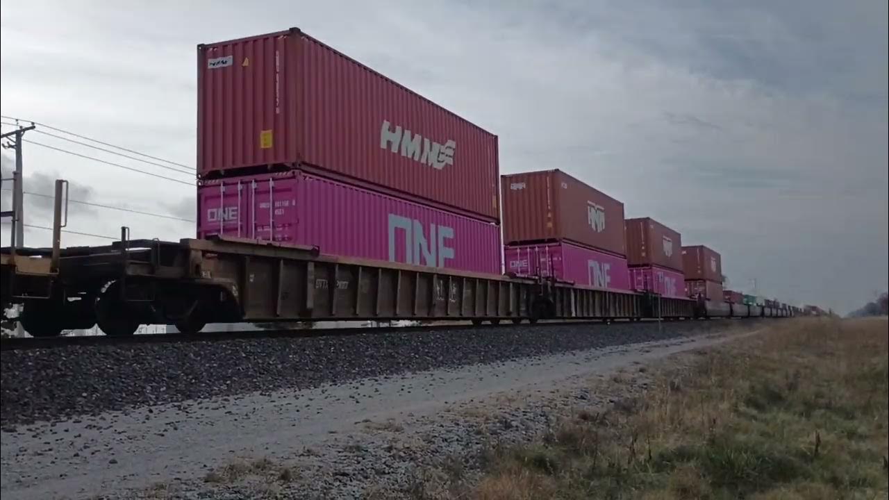 Massive UP 7283 leads a huge Intermodal with a double Mid DPU outside of Braidwood, IL - YouTube