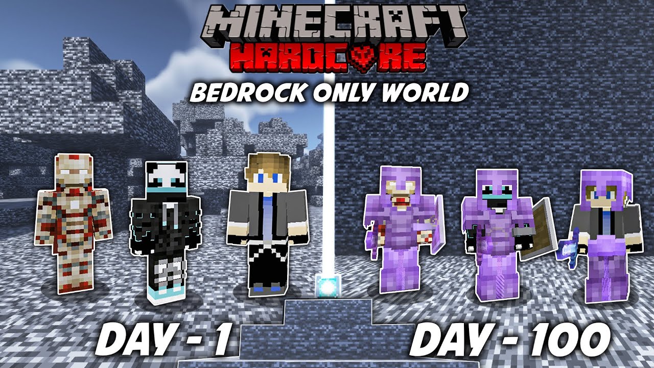 We Survived 100 Days in *BEDROCK* only World in Minecraft Hardcore ...