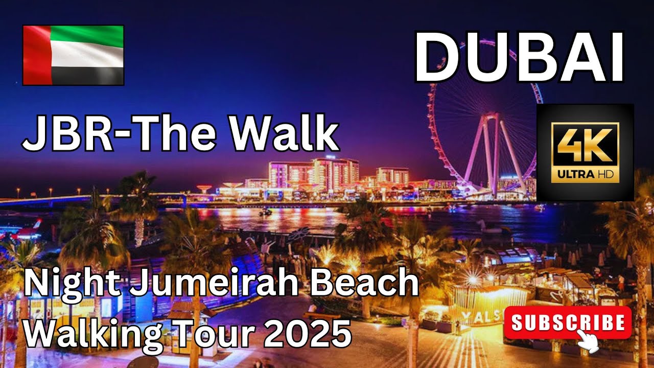 DUBAI [4K] Amazing JBR Beach Walk Night Walking Tour 2025 #jbrbeach # ...