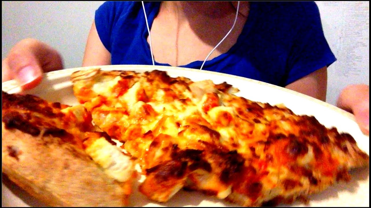 ASMR Eating Food - Buffalo Chicken Pizza & String Cheese - YouTube