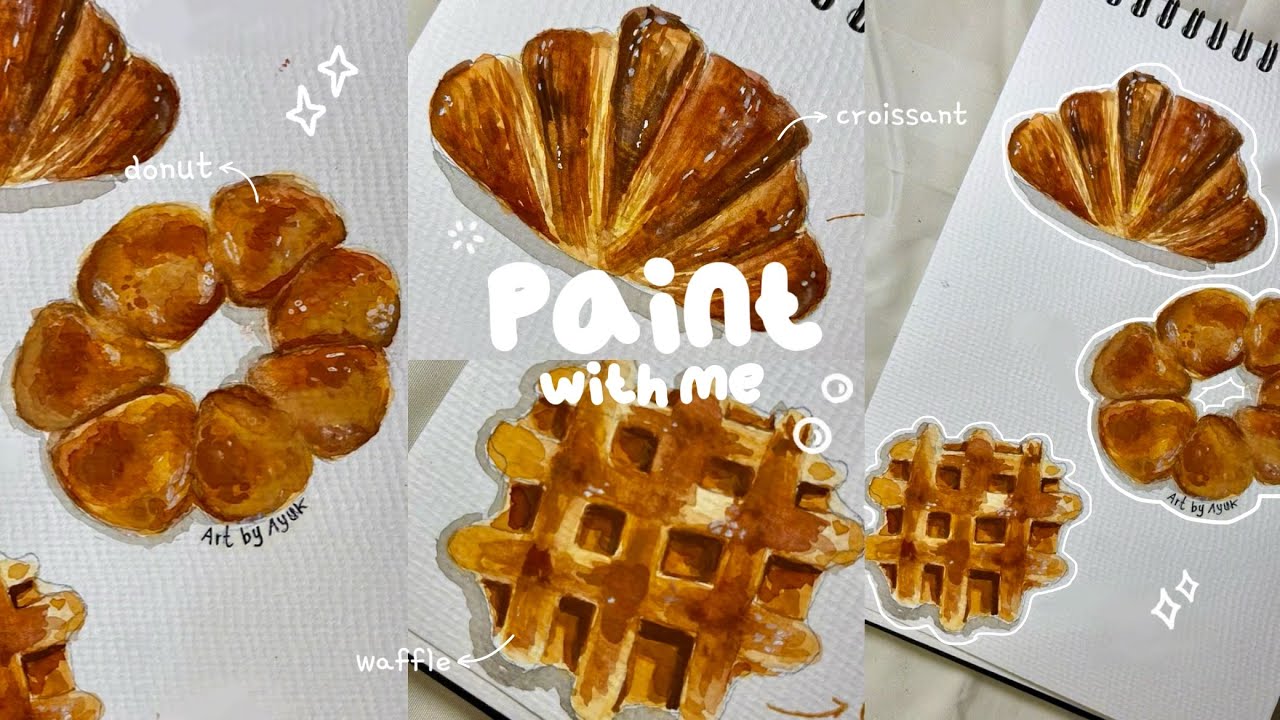 Gouache Painting Tutorial: Realistic Food Illustration 🥐🥨🥯 - YouTube