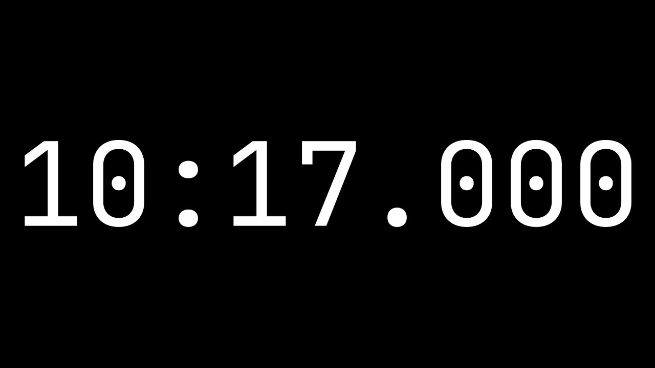 Countdown timer 10 minutes, 17 seconds [10:17.000] - White on black ...