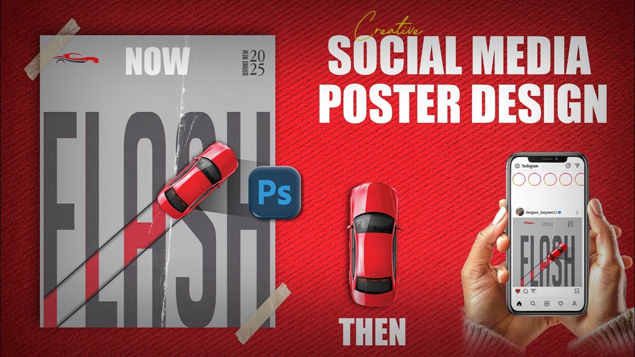 How to Design a Creative Car Poster | Photoshop Social Media Poster ...