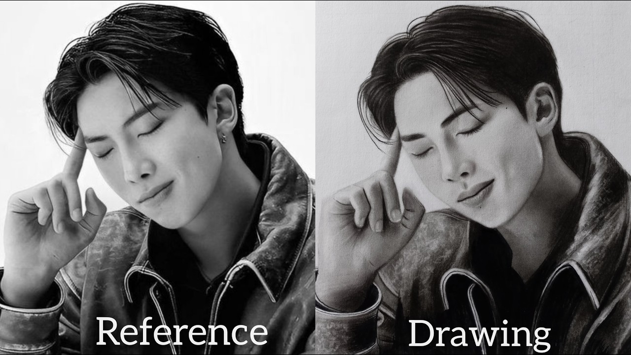 🔥 BTS RM portrait Drawing Outline and Shading Tutorial Easy - YouTube