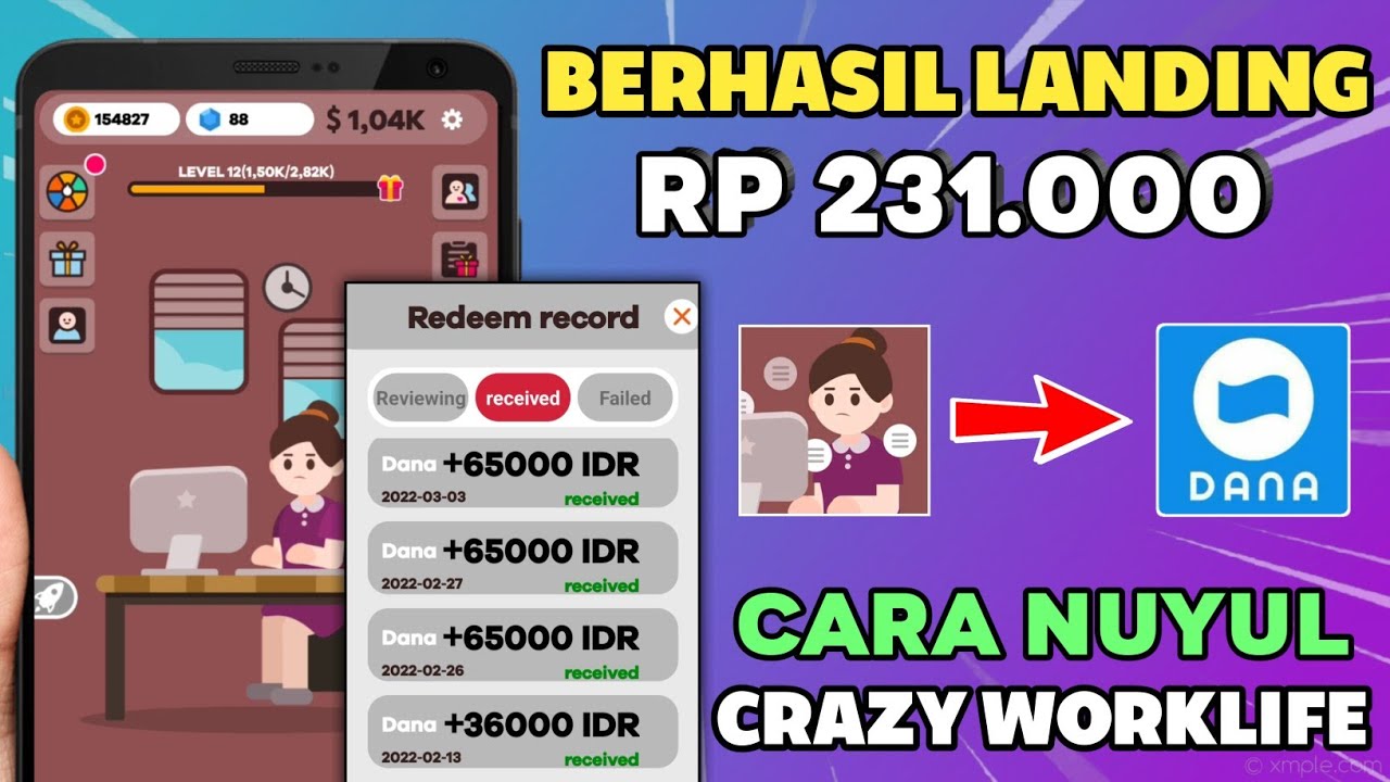 BERHASIL LANDING!! CARA NUYUL CRAZY WORKLIFE TERCEPAT APK PENGHASIL SALDO DANA - YouTube
